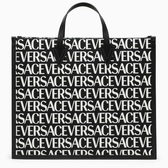 Versace | Bags | Versace Black Tote Bag With Allover Logo | Poshmark